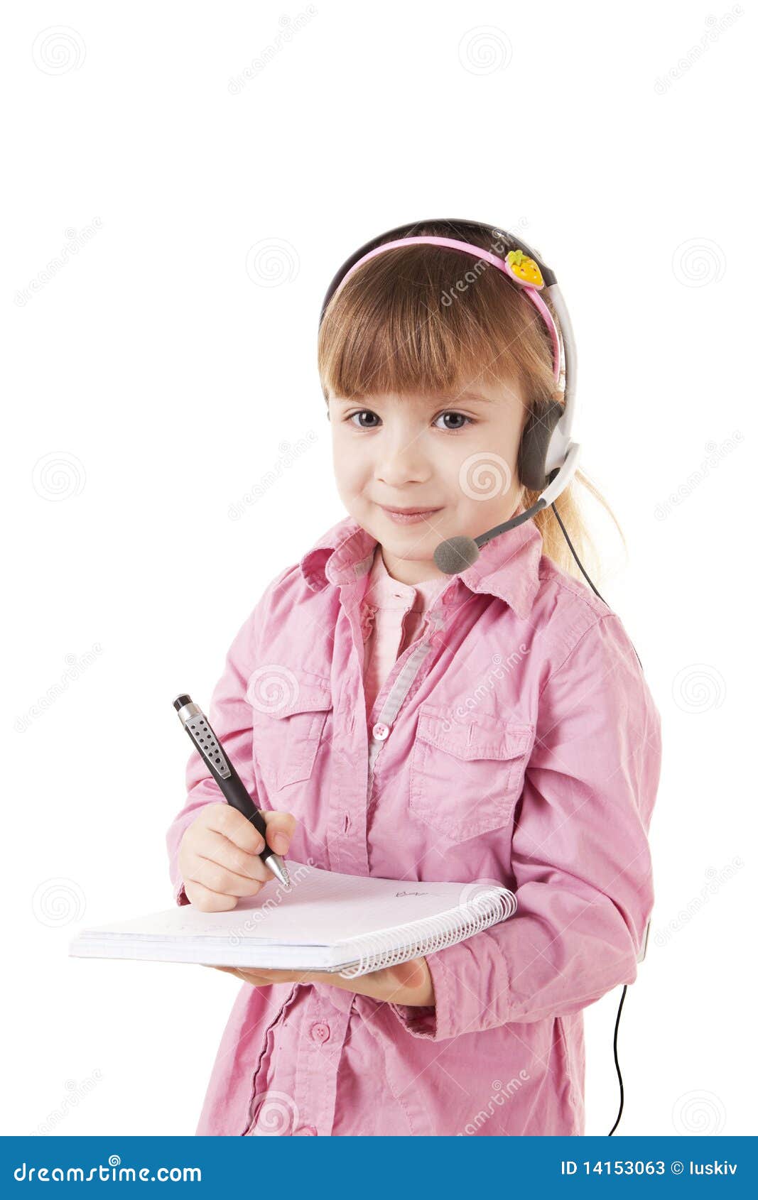 Litle girl stock image. Image of beauty, headset, baby - 14153063