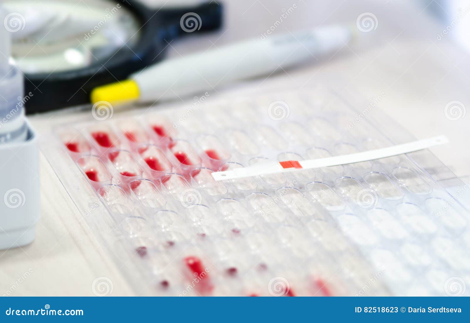 Litmus Strips for Blood Analysis on Pallets with the Blood To Determine ...