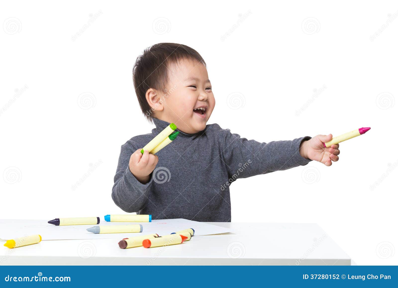 Litte Boy Excited for Drawing Stock Photo - Image of asian, male: 37280152