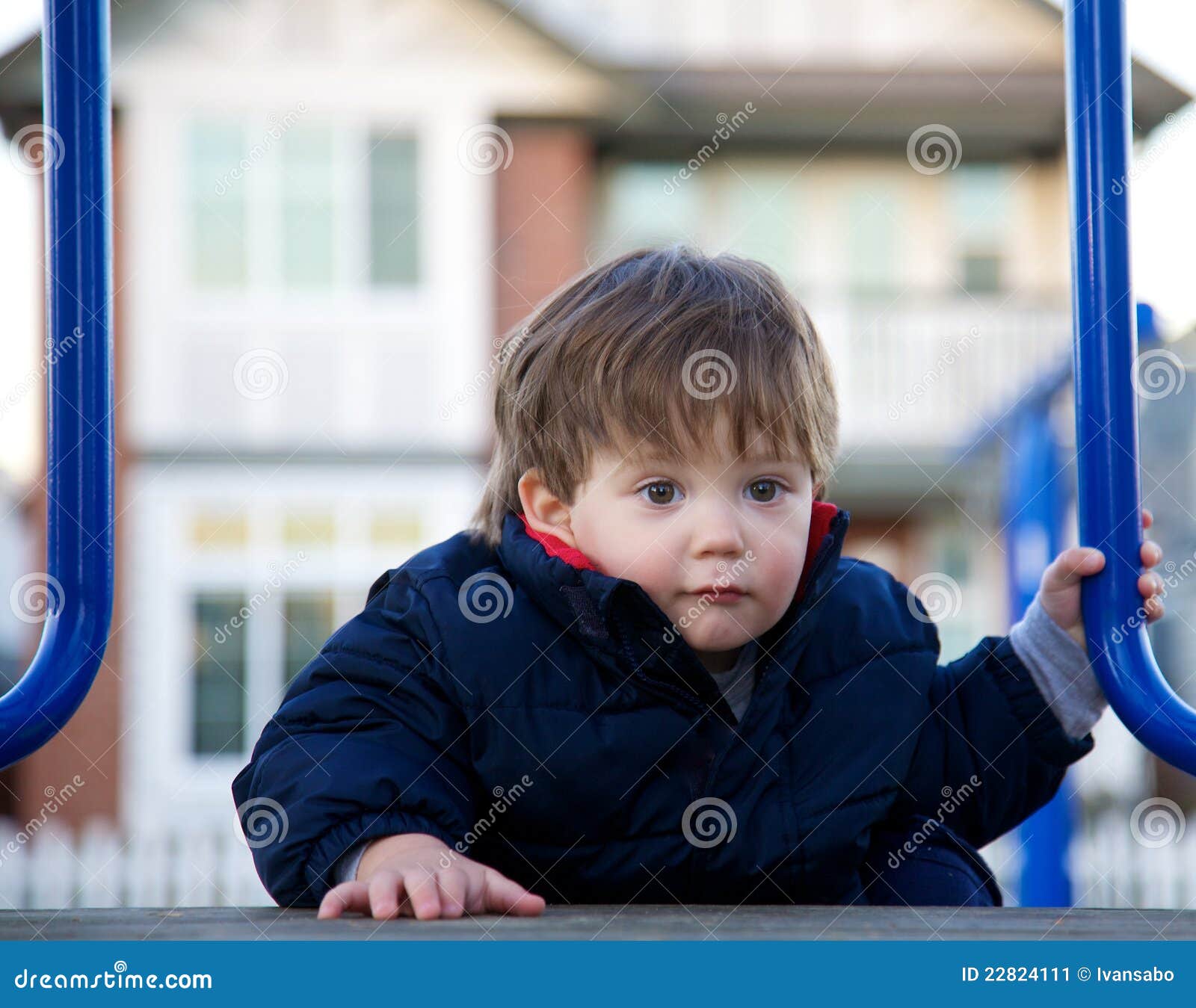 Litte Boy Playing on Playground Stock Image - Image of summer, person ...