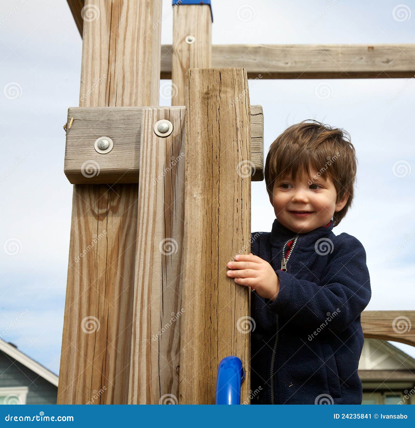 Litte Boy Playing on Playground Stock Image - Image of happy, activity ...