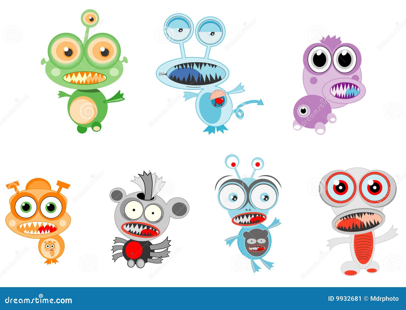 Colorful Monster Silhouette Set. Hanging Upside Down Head Face. Cute ...