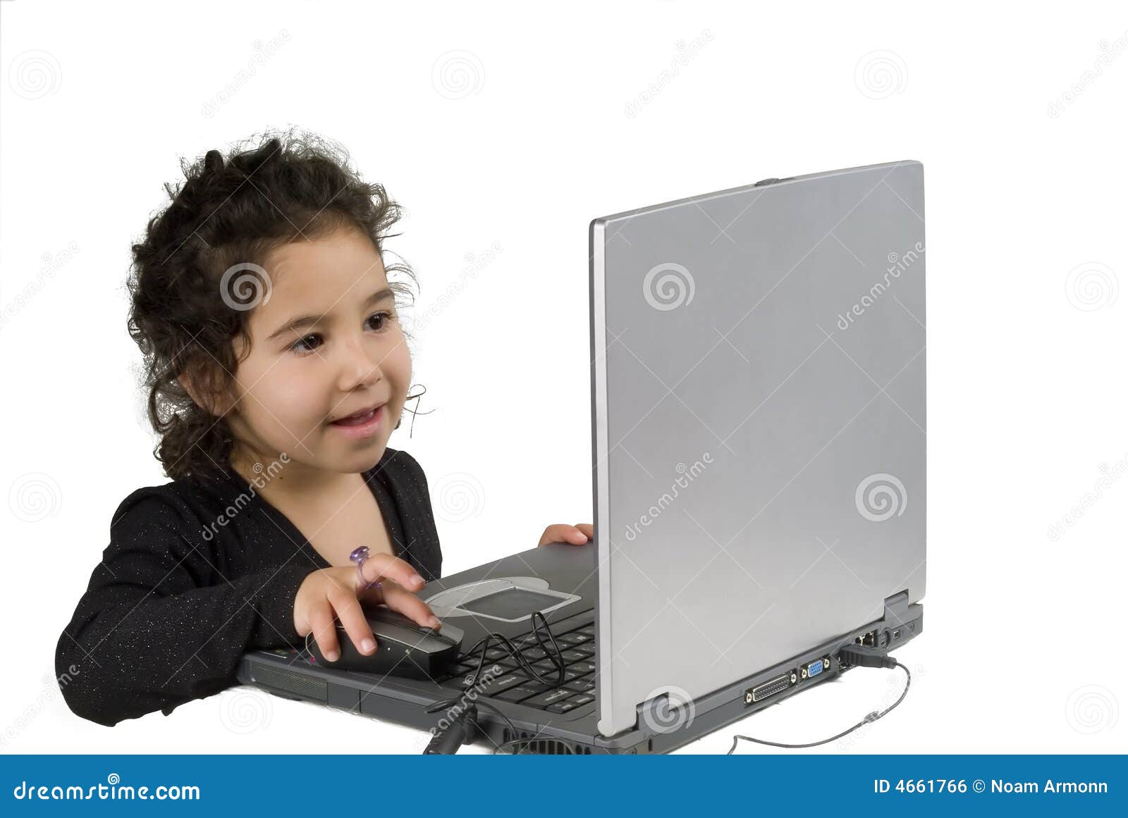 Littel Girl with Laptop Computer Stock Photo - Image of learning ...