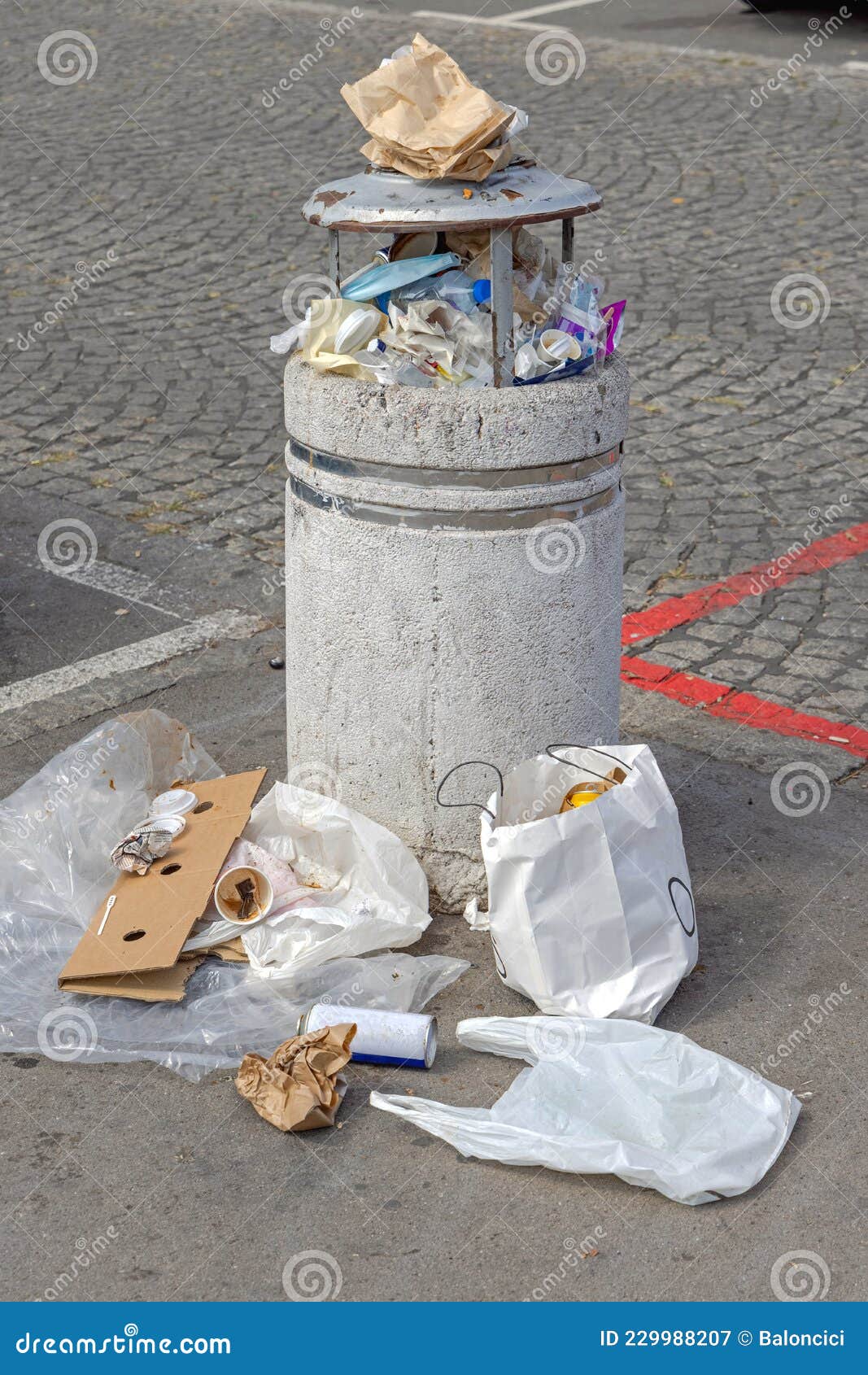 Litter Bin Overloaded stock image. Image of town, problem - 229988207
