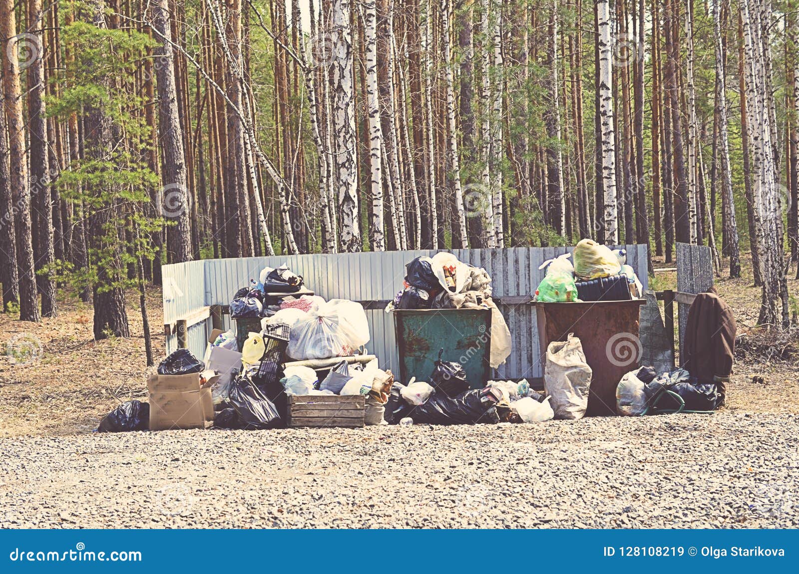 Litter Box Full of Garbage in Forest. Concept of Ecology Problem Stock ...