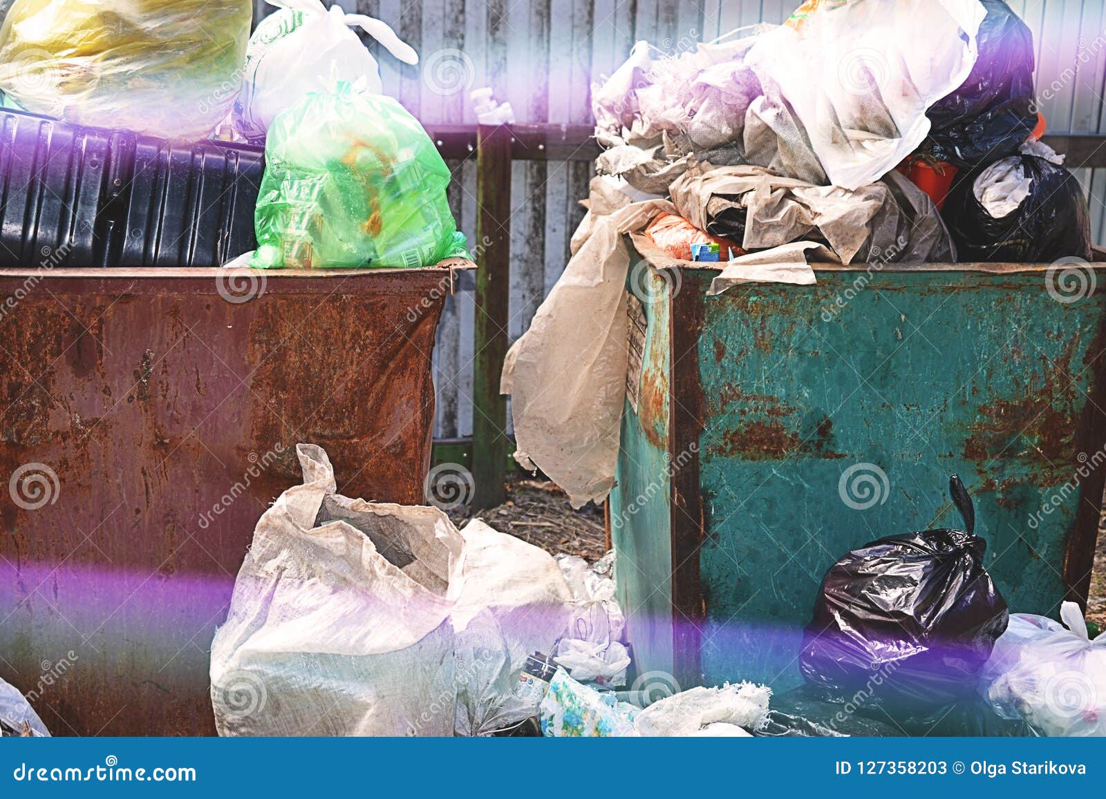Litter Box Full of Garbage in Forest. Concept of Ecology Problem Stock ...
