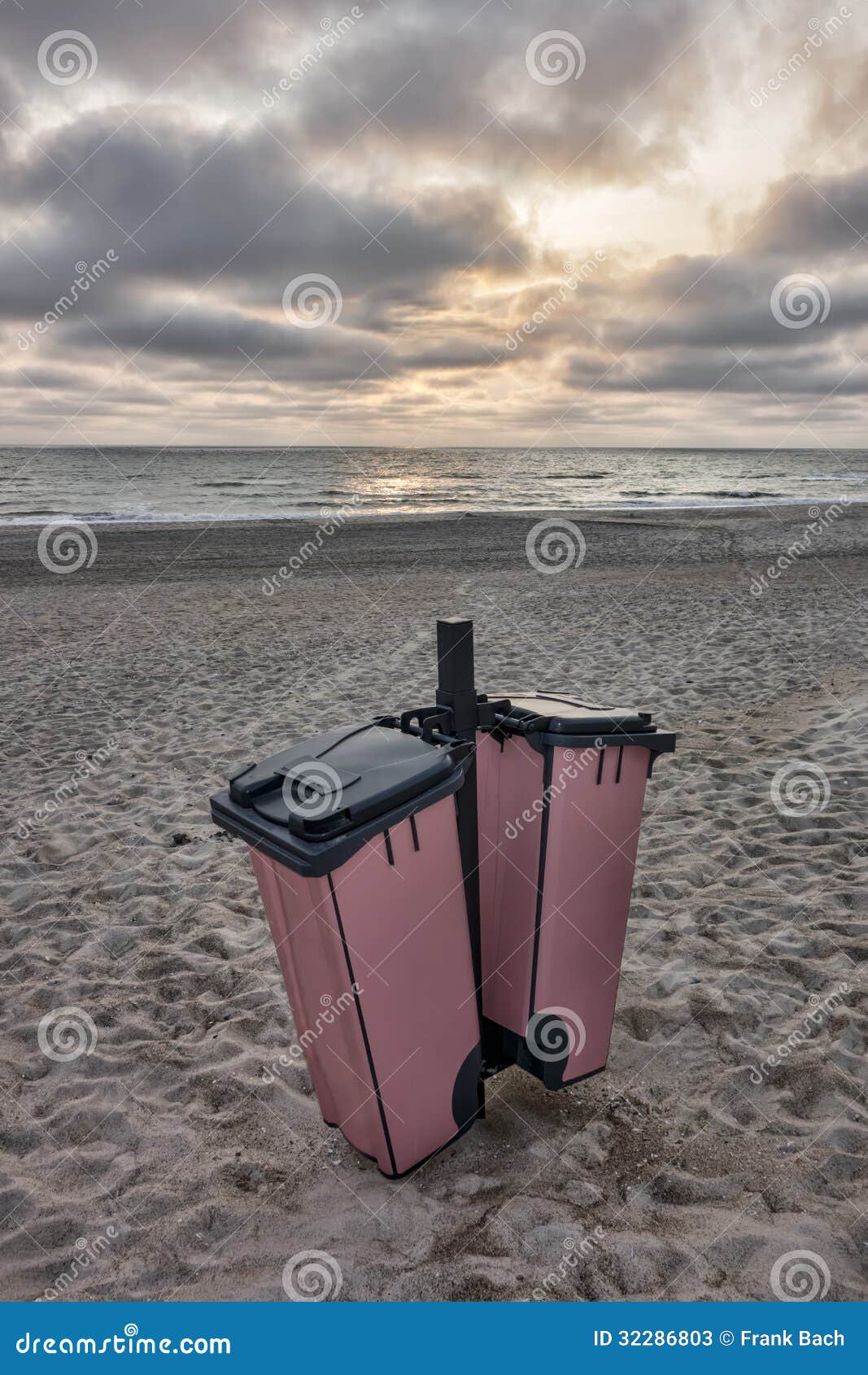 Litter boxes on the beach stock image. Image of environmental - 32286803