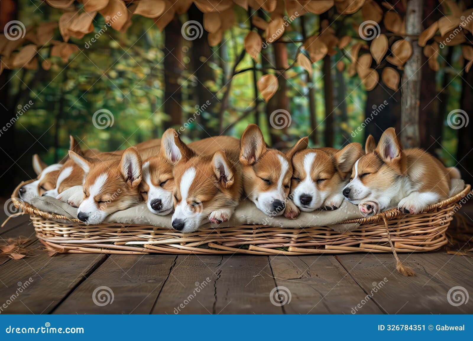 Litter of Cardigan Welsh Corgis, AI Generated Stock Illustration ...