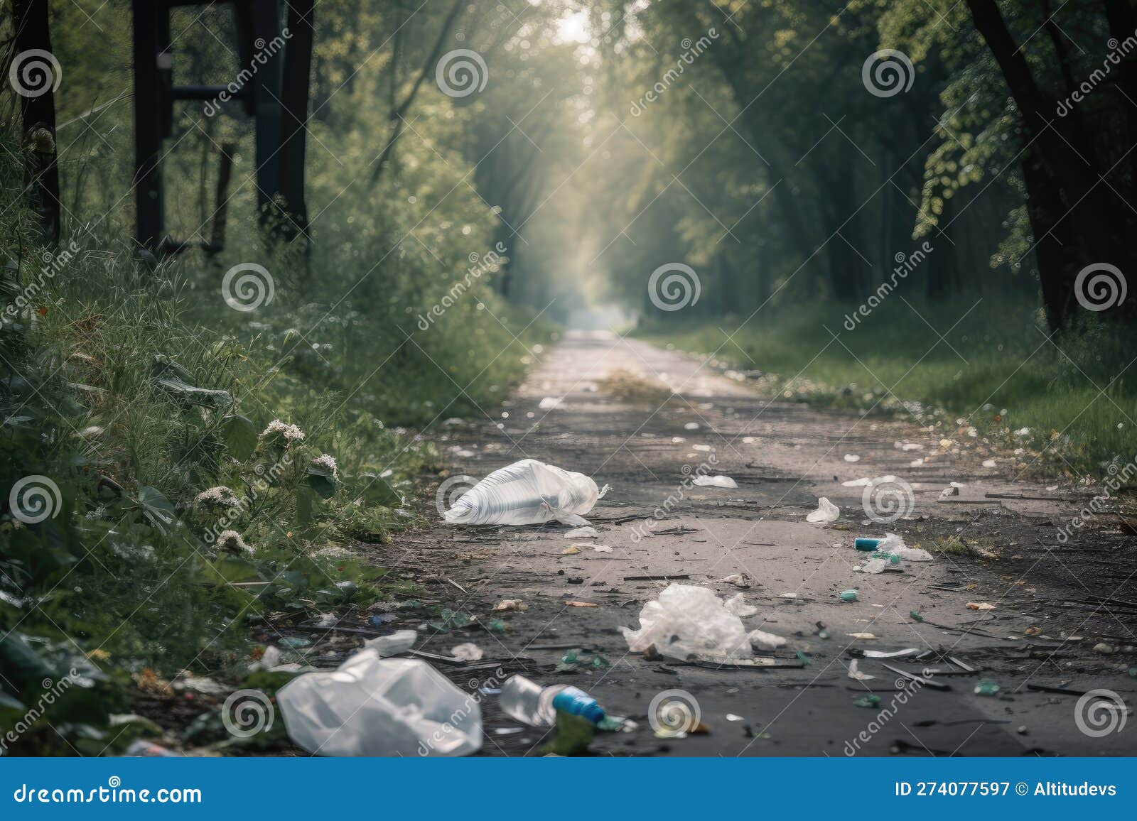 Litter Storm, with Litter Blowing in the Wind and Covering the Ground ...