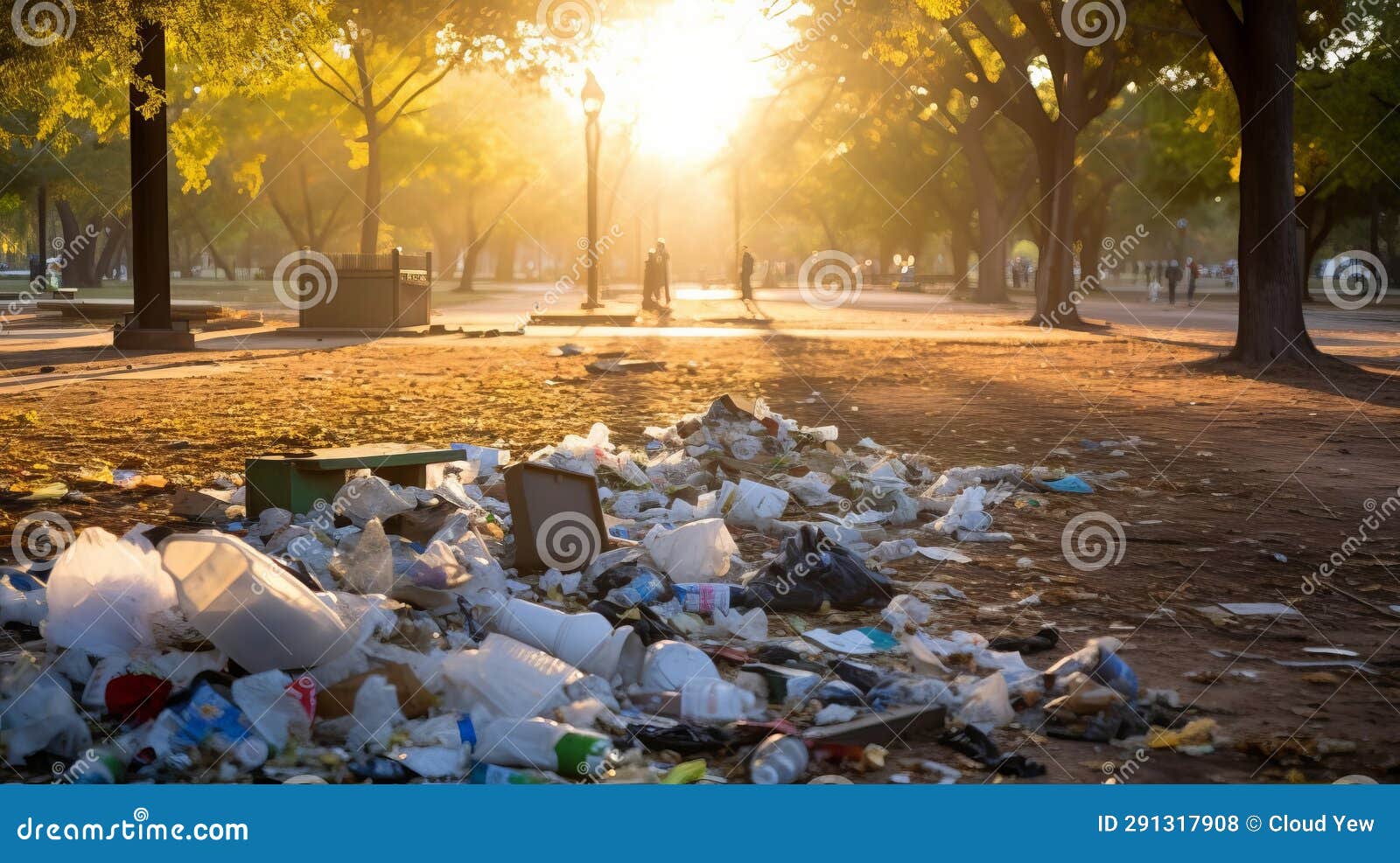 Littered Park, Contributing To Visual Pollution Stock Illustration ...