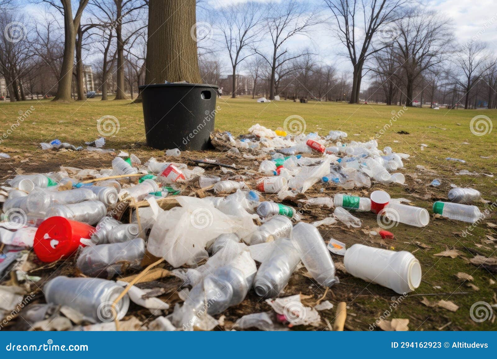 A Littered Park with Empty Soda Cans, Wrappers Stock Illustration ...