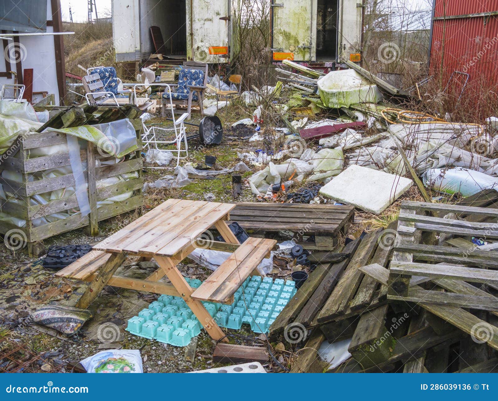 Littered Place Full with Garbage in Nature Stock Photo - Image of ...