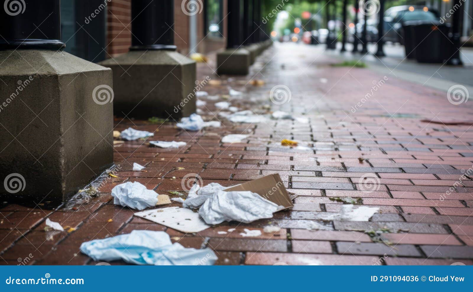 Littered Sidewalks with Paper and Cardboard Stock Illustration ...