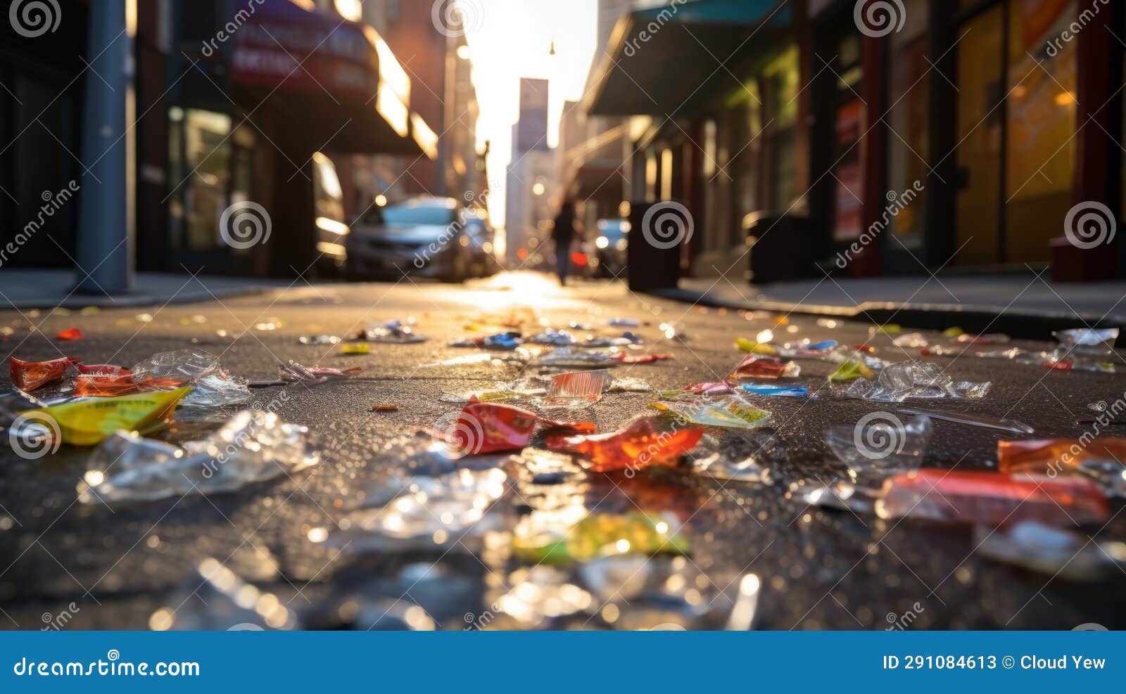 Littered Streets with Candy Wrappers Stock Illustration - Illustration ...