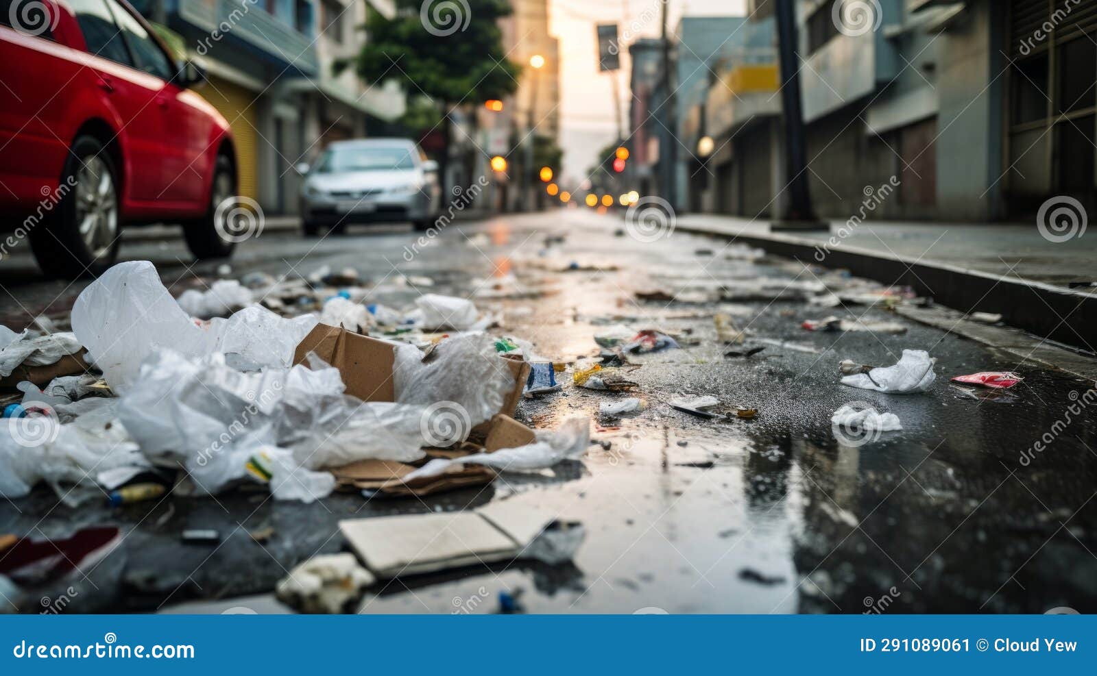 Littered Streets with Paper and Plastic Stock Illustration ...
