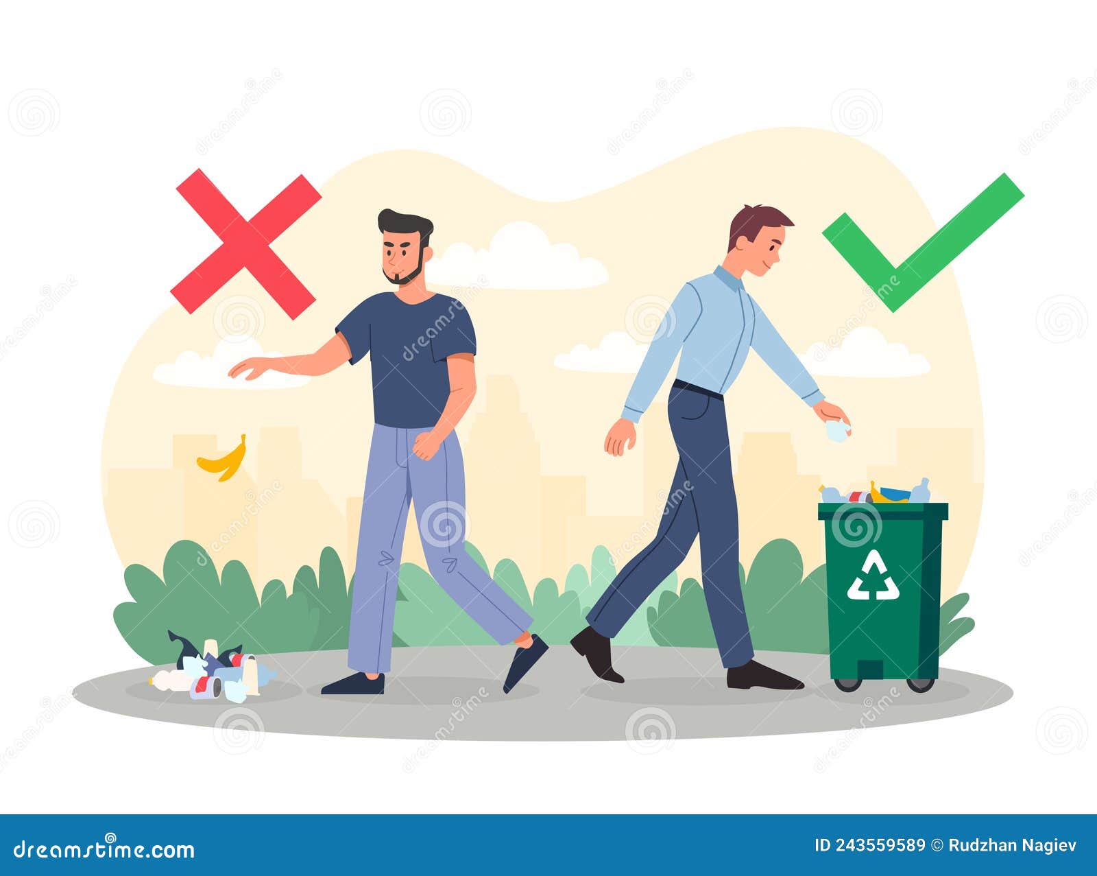 Littering Behavior. Infographic Of Correct And Wrong Examples Of ...