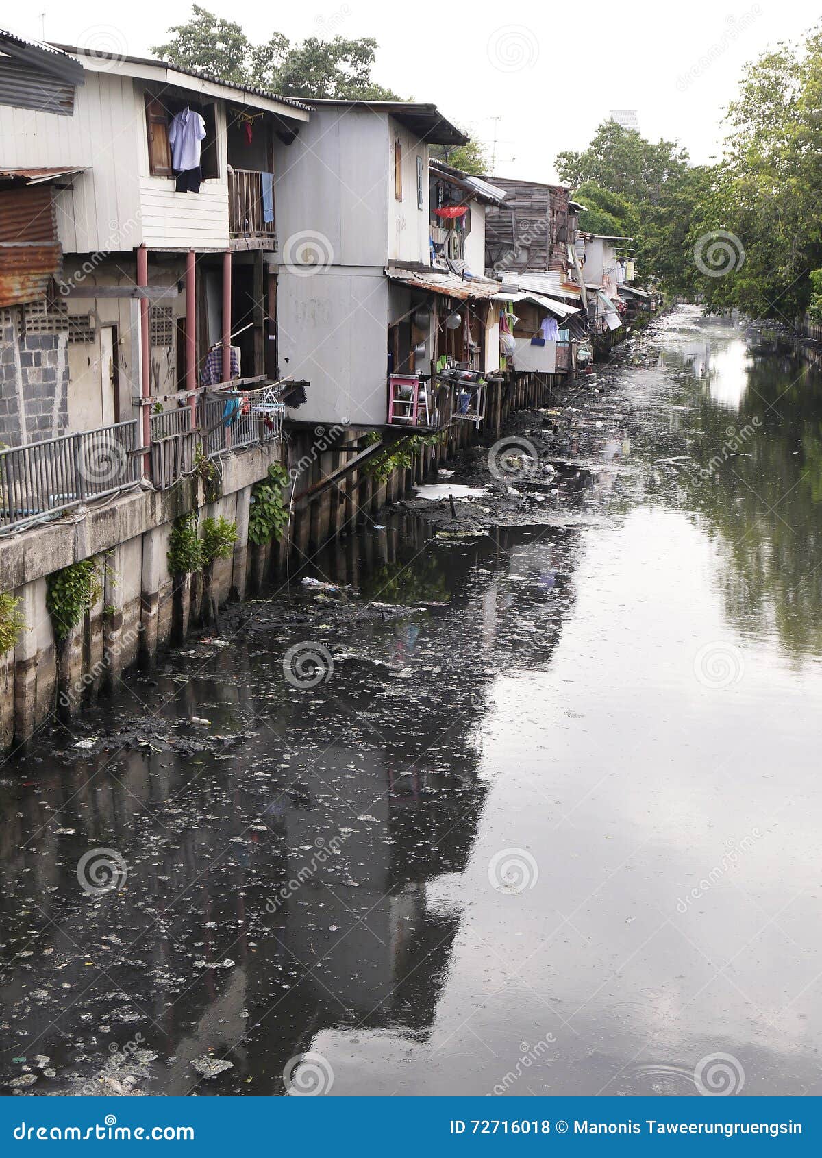 Littering and Dirty Canal Pollution Stock Photo - Image of danger ...