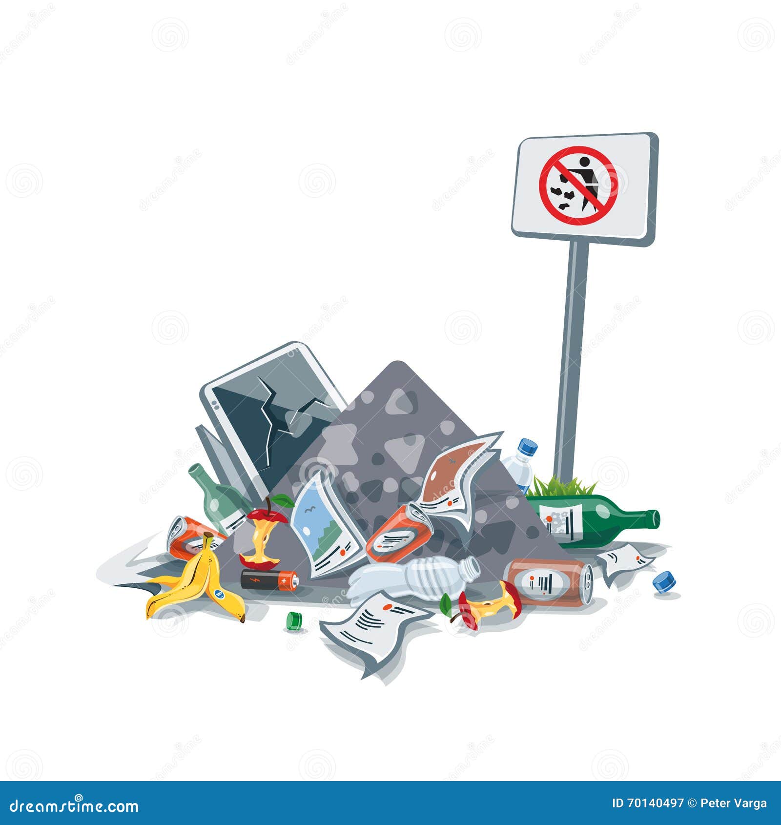 Littering Garbage Around The Trash Bin On The Street Cartoon Vector ... Littering Garbage Around The Trash Bin On The Street Cartoon Vector ...