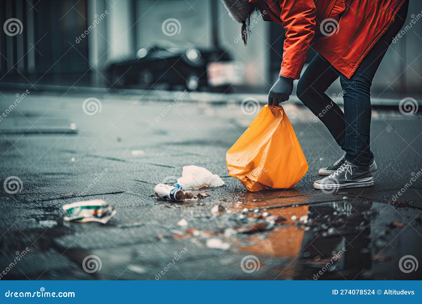 Littering Person, Dropping Items One by One on the Ground Stock ...