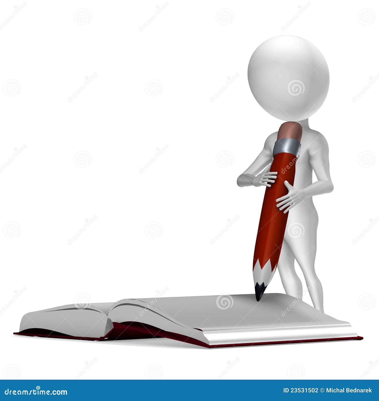 Little 3d Guy Writing in a Notebook Stock Illustration - Illustration ...