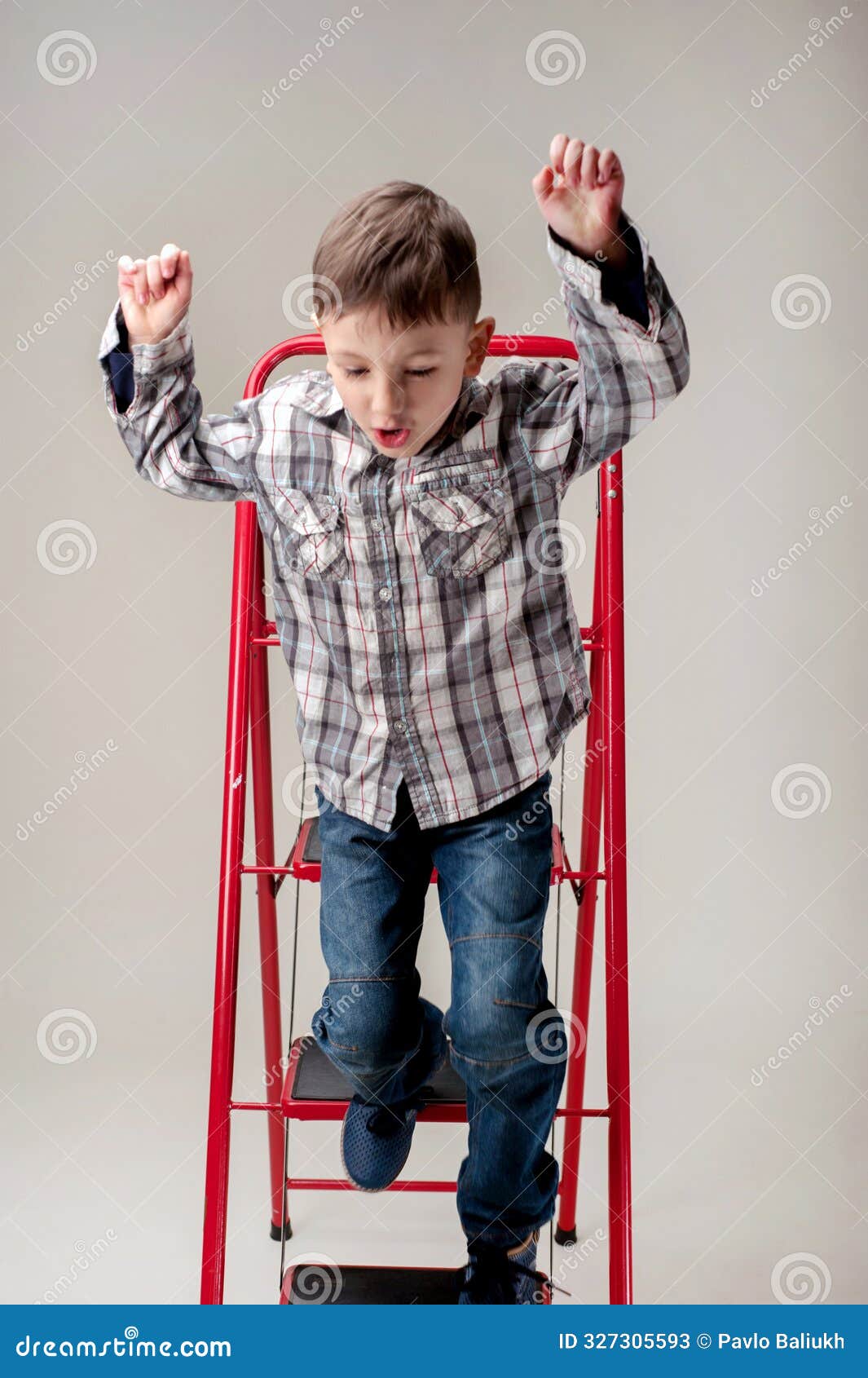 Little Active Boy Jumps from the Ladder Stock Image - Image of sport ...