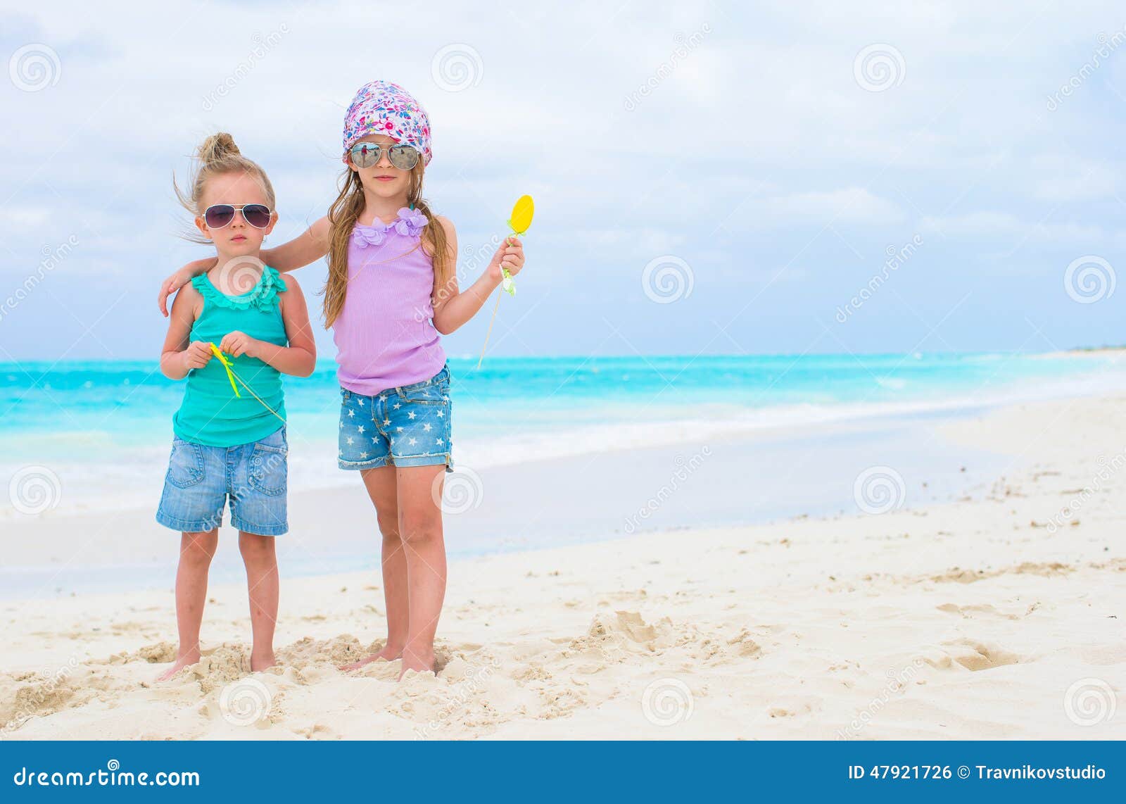 Little Adorable Girls during Tropical Beach Stock Photo - Image of ...