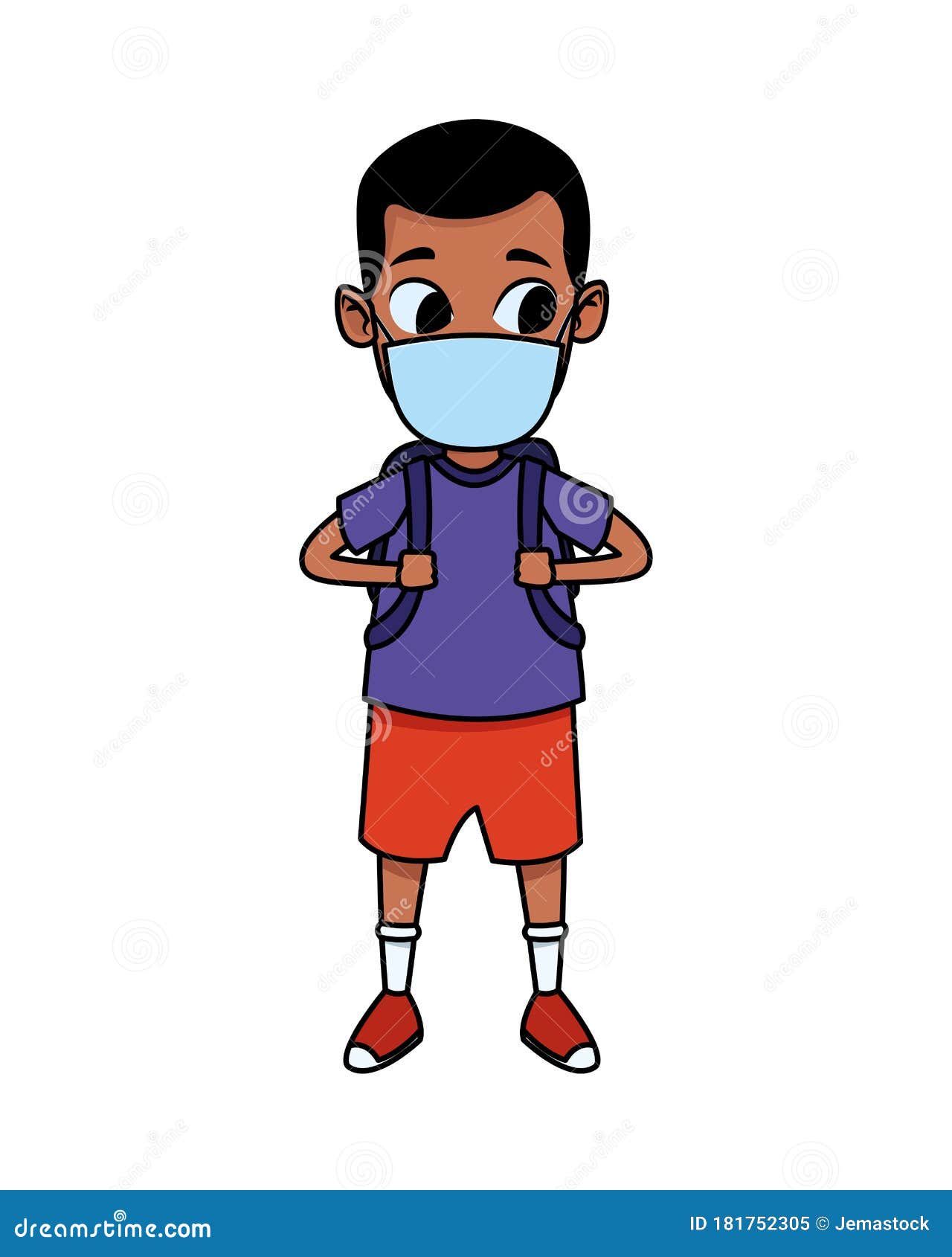 Little Afro Boy Using Face Mask for Covid19 Stock Vector - Illustration ...