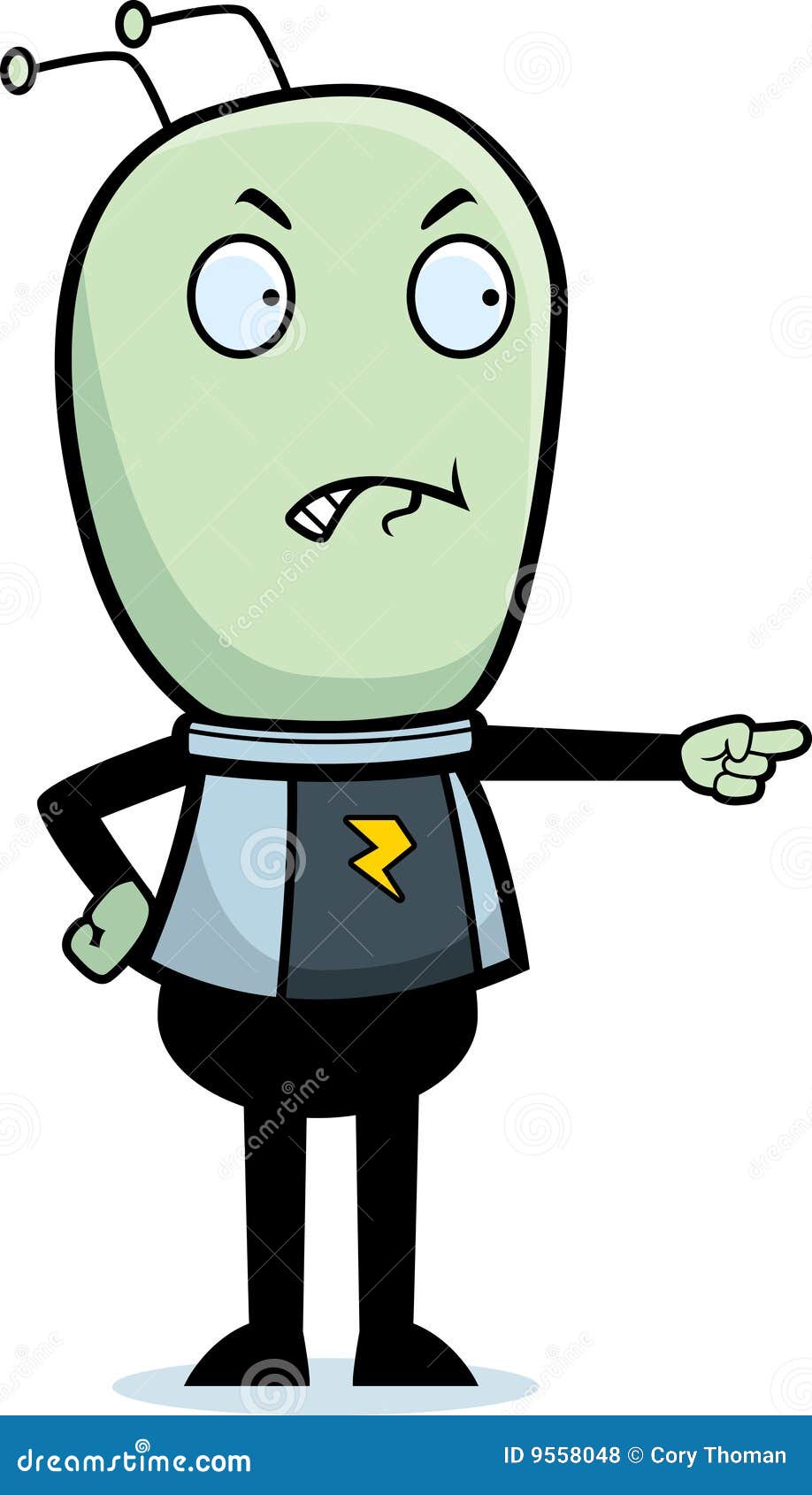 Little Alien Angry stock vector. Illustration of green - 9558048