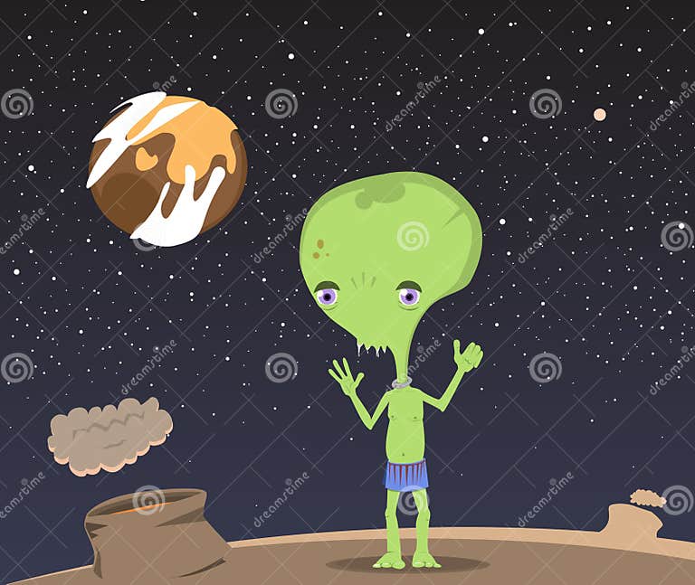 Little alien boy stock vector. Illustration of painting - 6533721