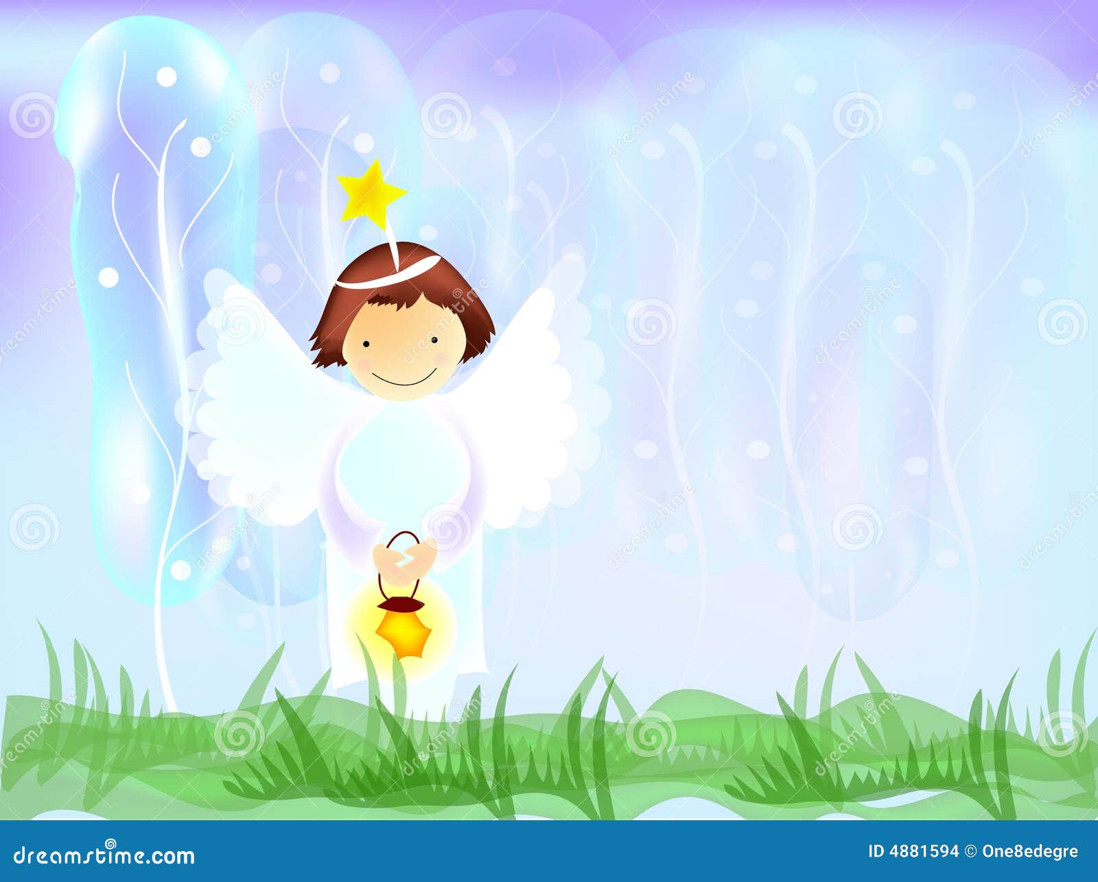 Little Angel Innocent Boy Thinking About Something Vector Cartoon ...