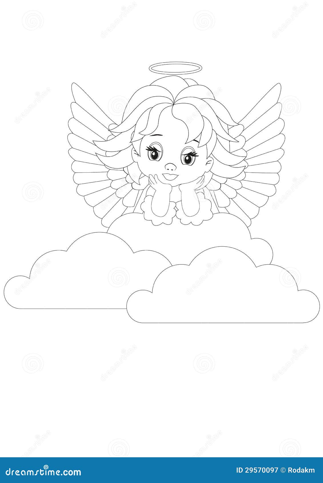 Little angel Coloring page stock vector. Illustration of celebration ...