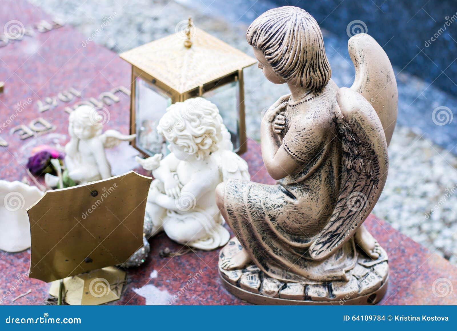 Little Angels Made from Marble and Bronze Positioned on a Grave Stock ...