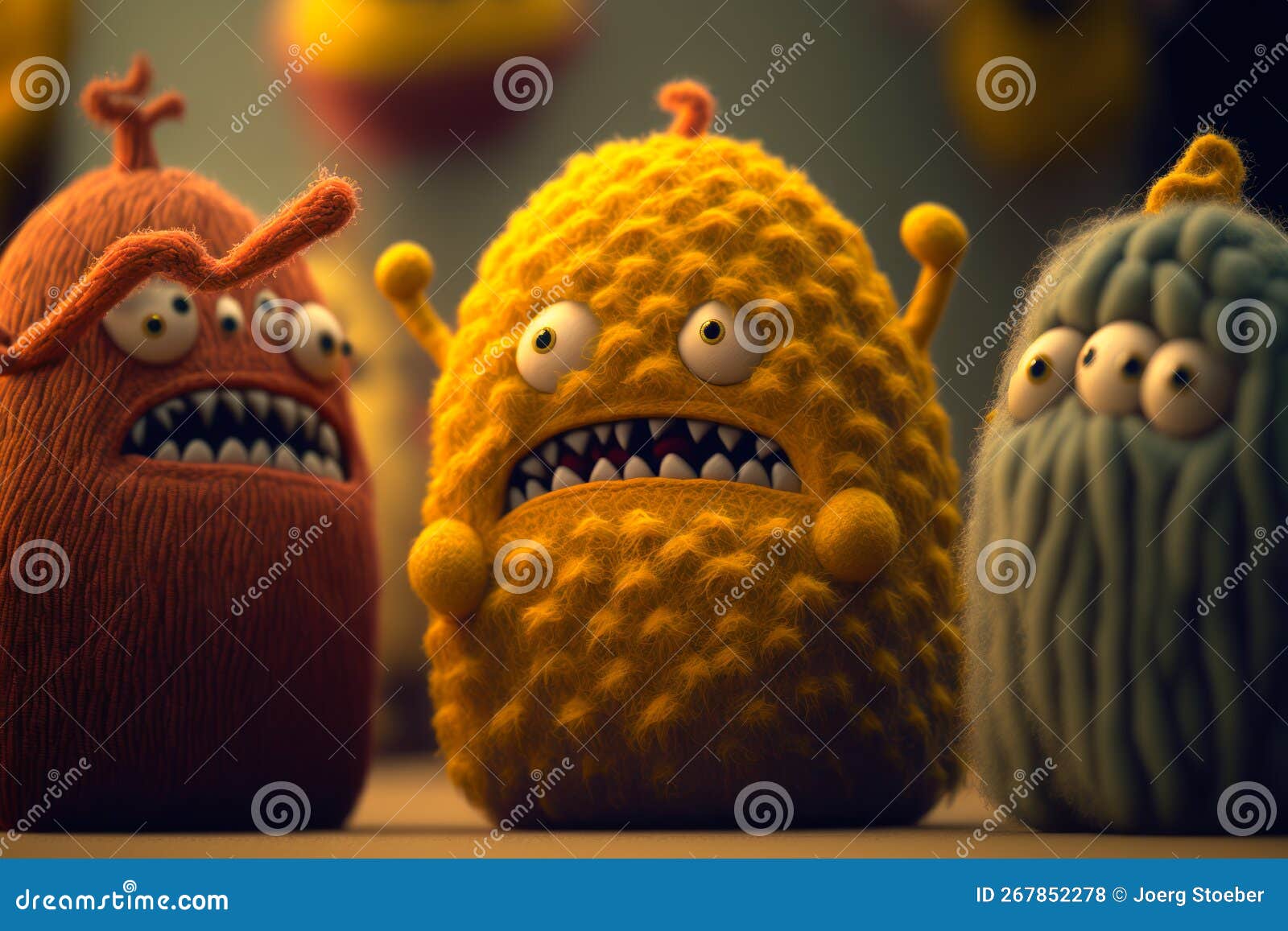 Little Angry Embroidered Monsters, Generative AI Stock Illustration ...