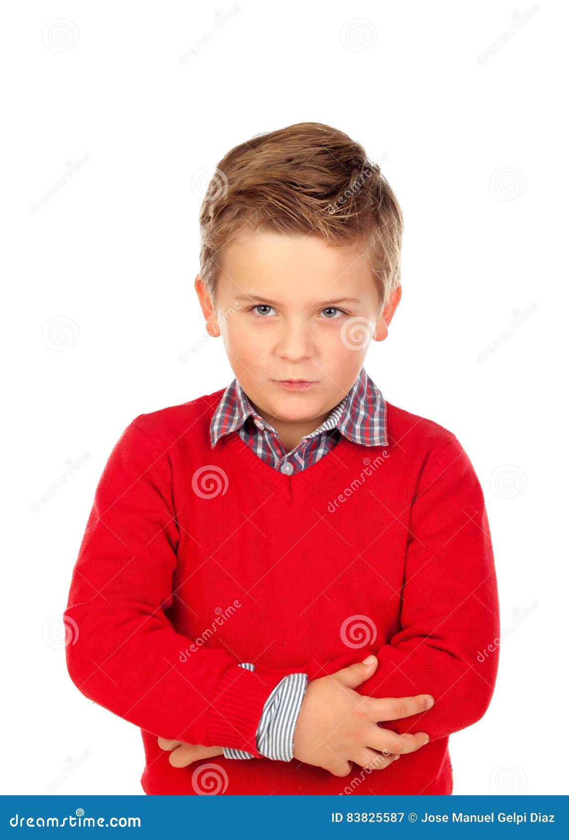 Little Angry Kid with Red Jersey Stock Image - Image of anger ...
