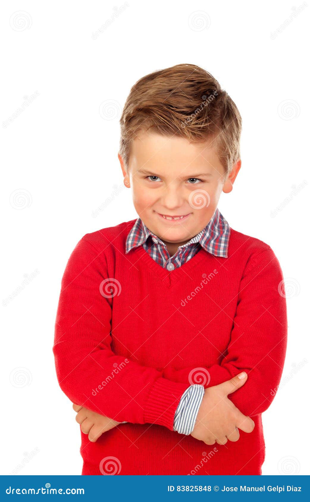 Little Angry Kid with Red Jersey Stock Photo - Image of frustration ...