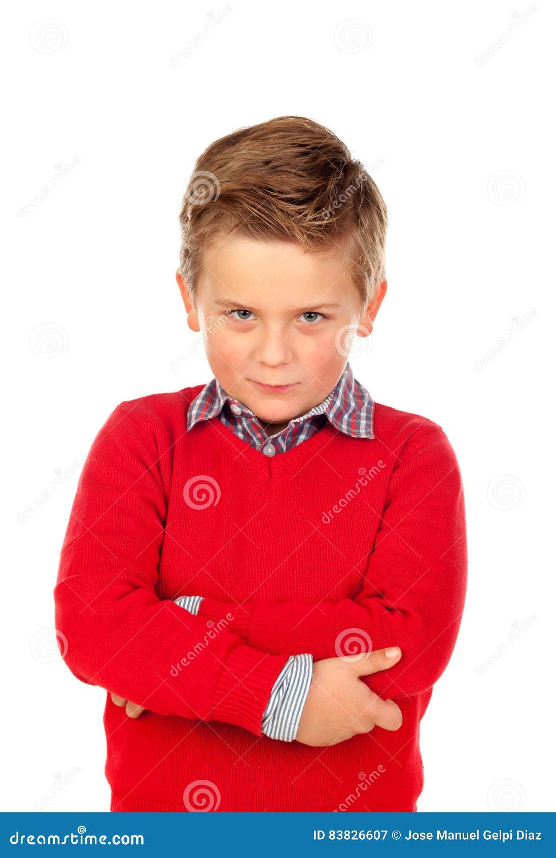 Little Angry Kid with Red Jersey Stock Image - Image of furious, anger ...