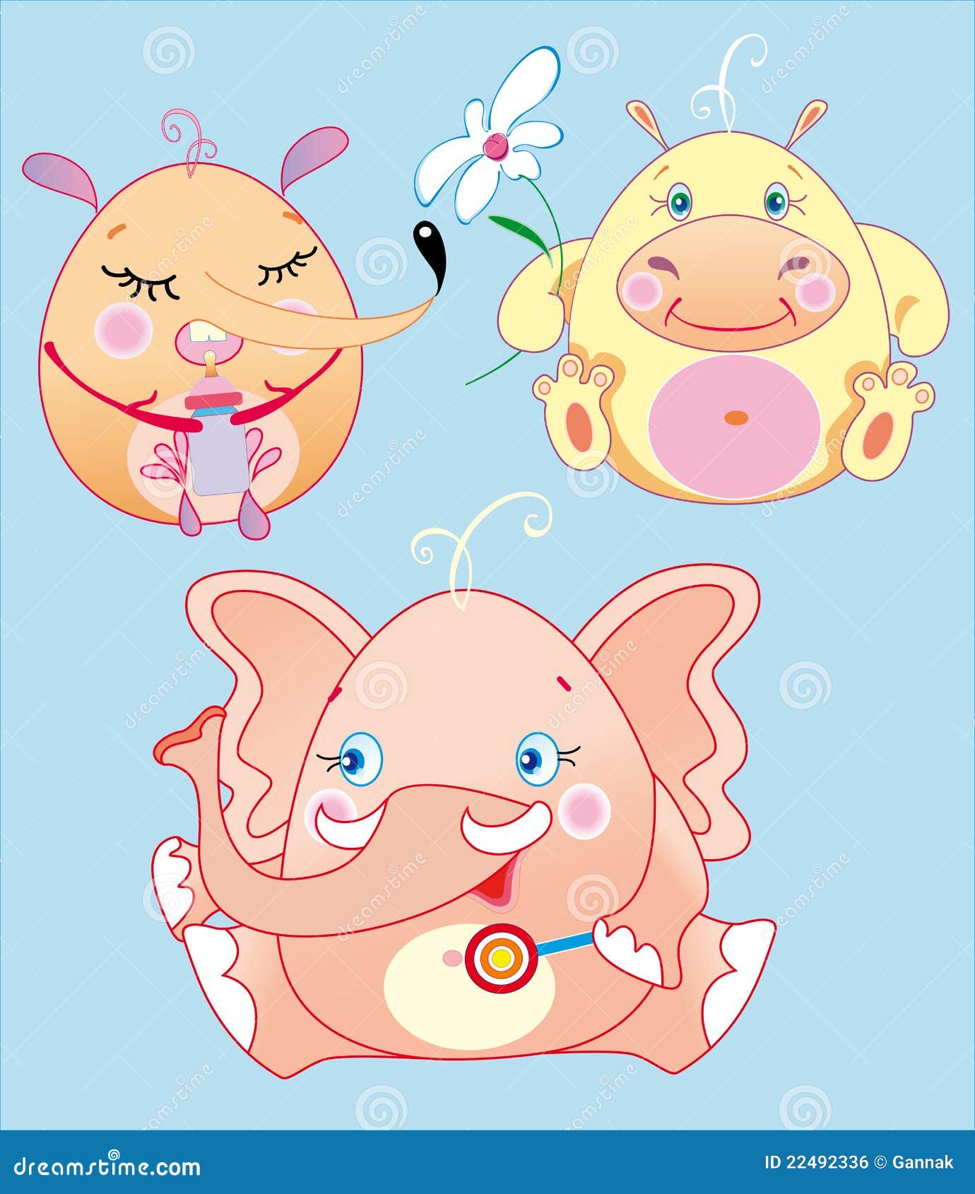 The Little Animals Is Funs Babies Vector Illustration | CartoonDealer ...