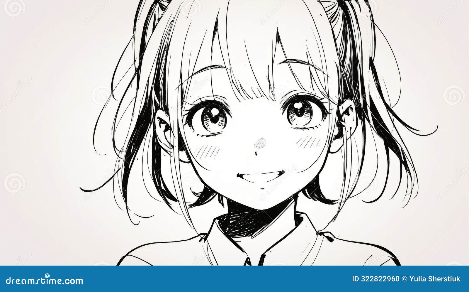 A Sad Little Anime Girl Sitting On The Stones Stairs In The Rain ...