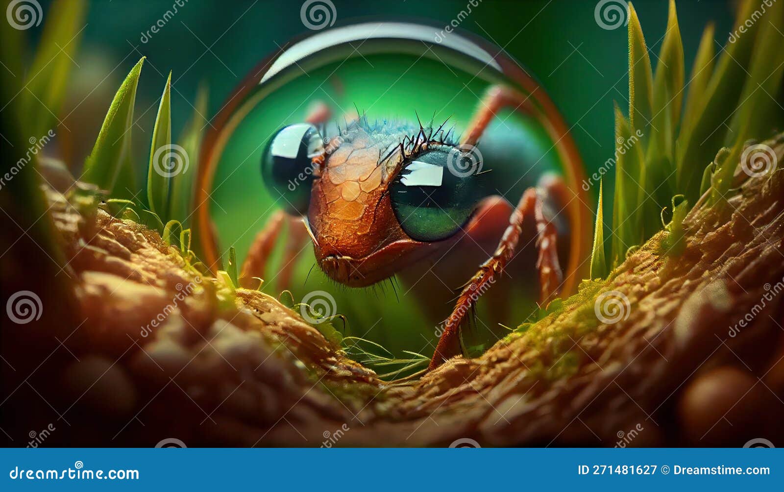 Little ant in the grass stock illustration. Illustration of natural ...