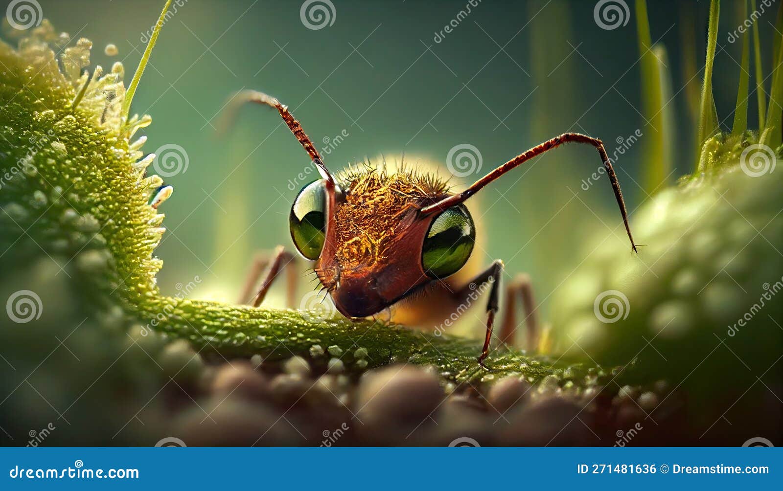 Little ant in the grass stock illustration. Illustration of colorful ...