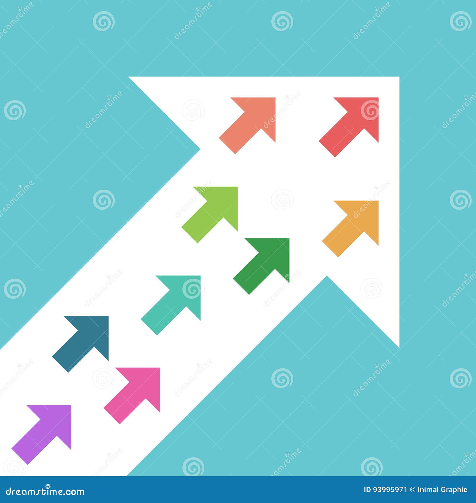 Little arrows inside big stock vector. Illustration of flat - 93995971