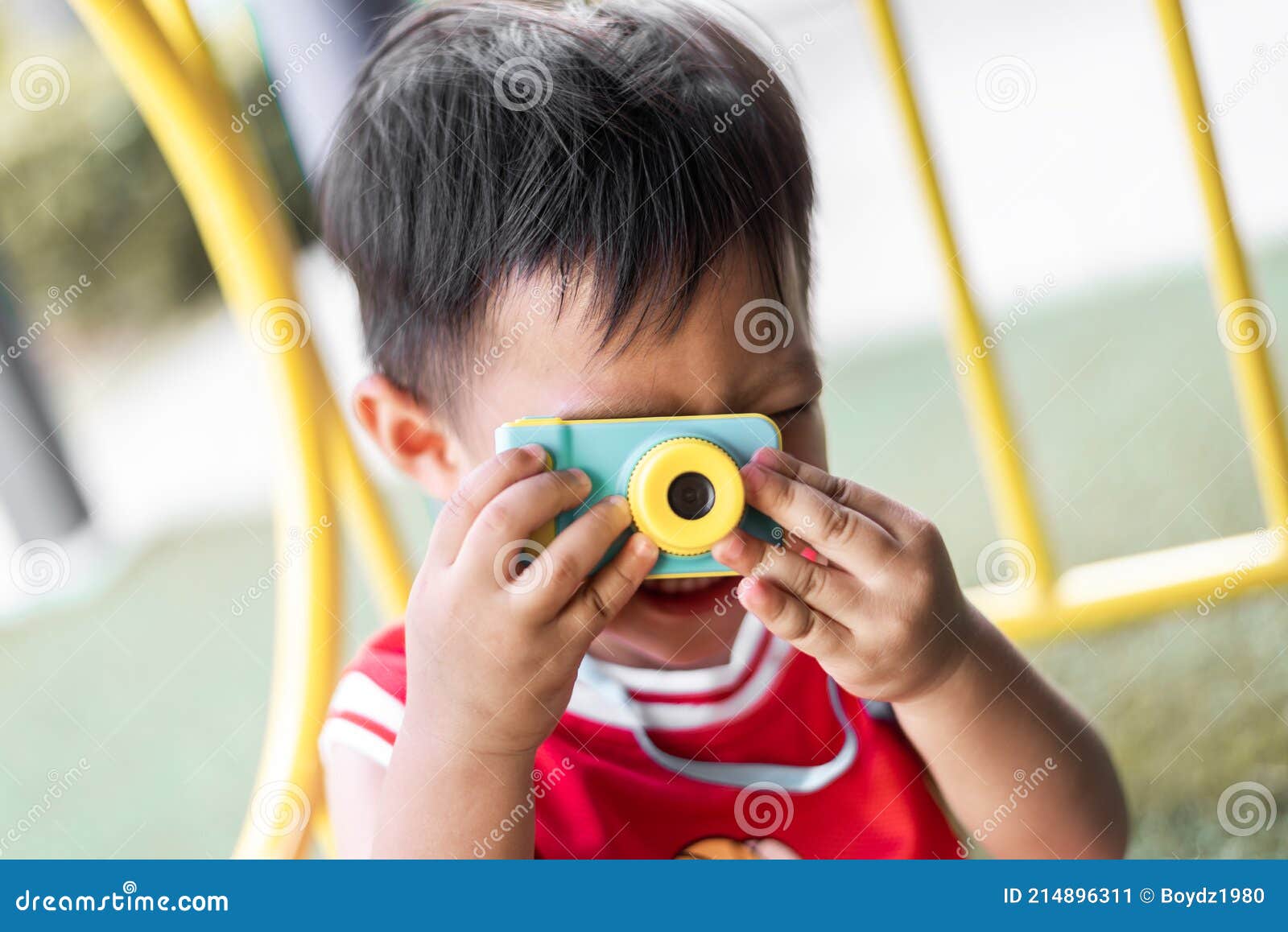 Little camera boy stock image. Image of grass, equipment - 214896311
