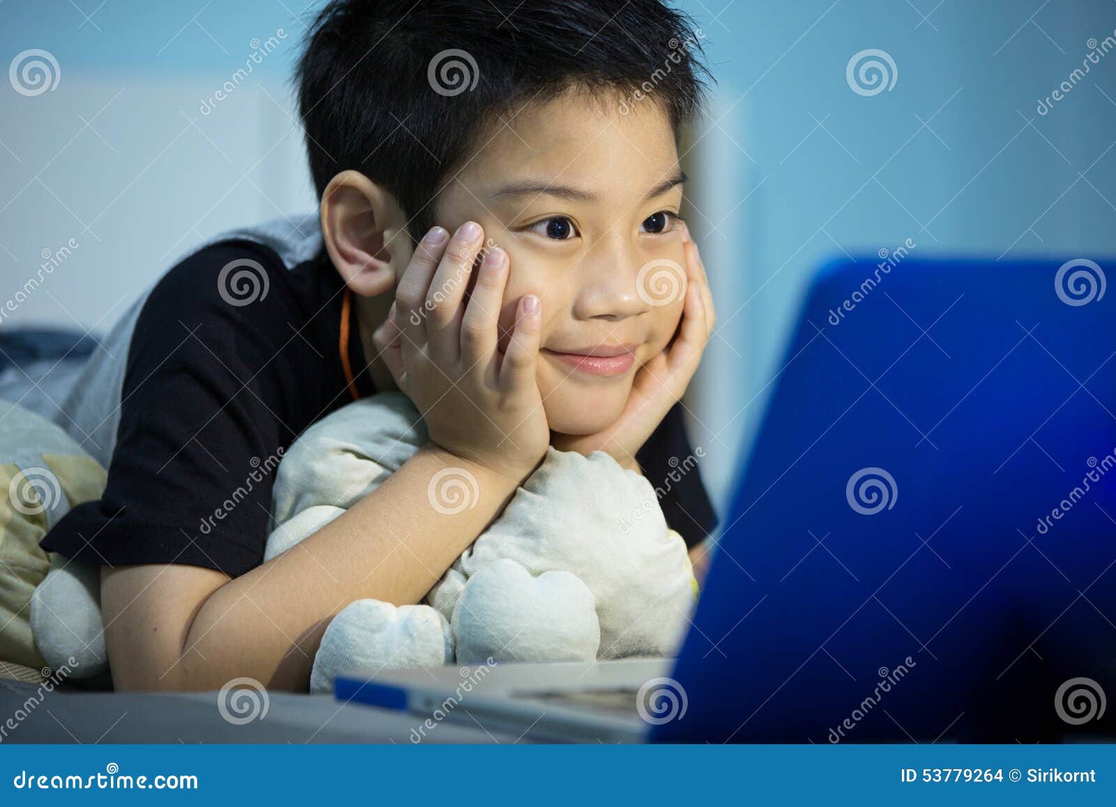 Little Asian Child Using Laptop at Home Stock Photo - Image of people ...