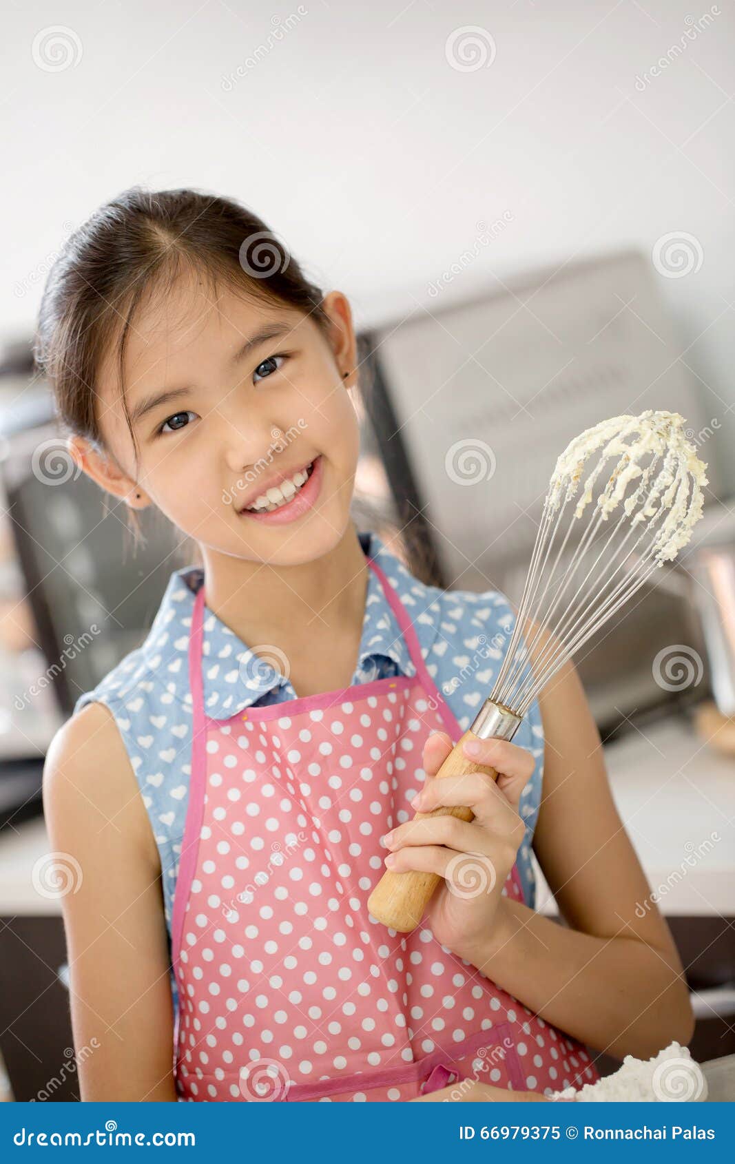 Little Asian Cute Chef Cooking a Bakery in Kitchen Stock Image - Image ...