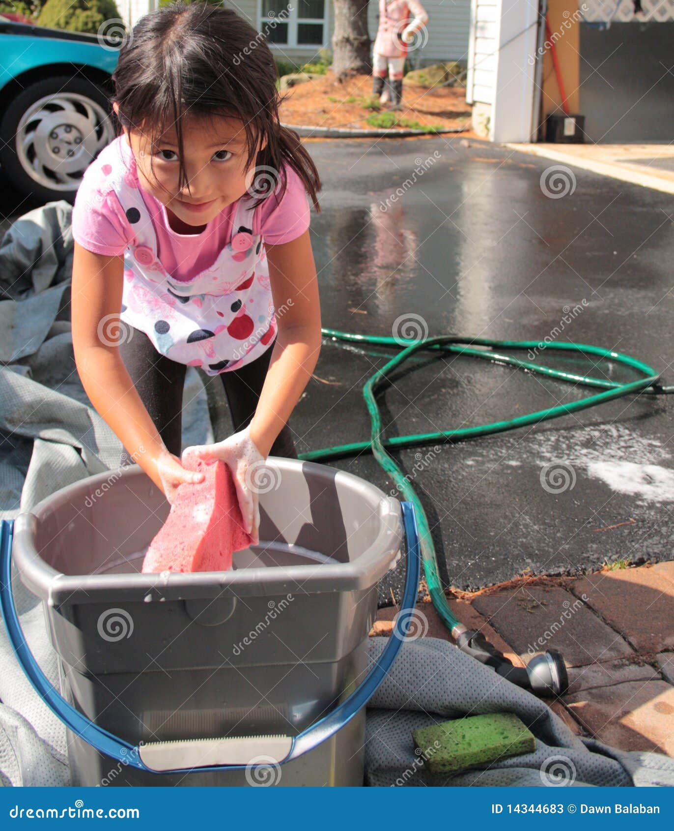 Little Asian Girl with Bucket Stock Image - Image of water, cute: 14344683