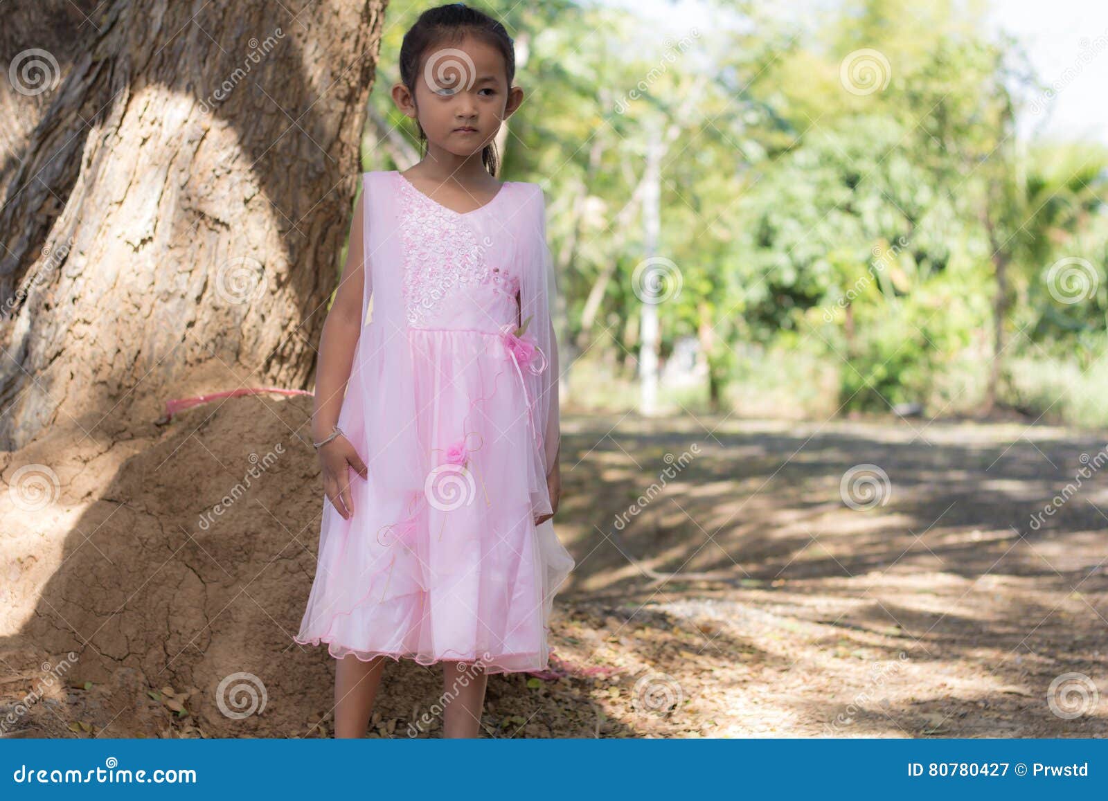 Little Asian Girl with Tree Stock Image - Image of lagoon, enjoying ...