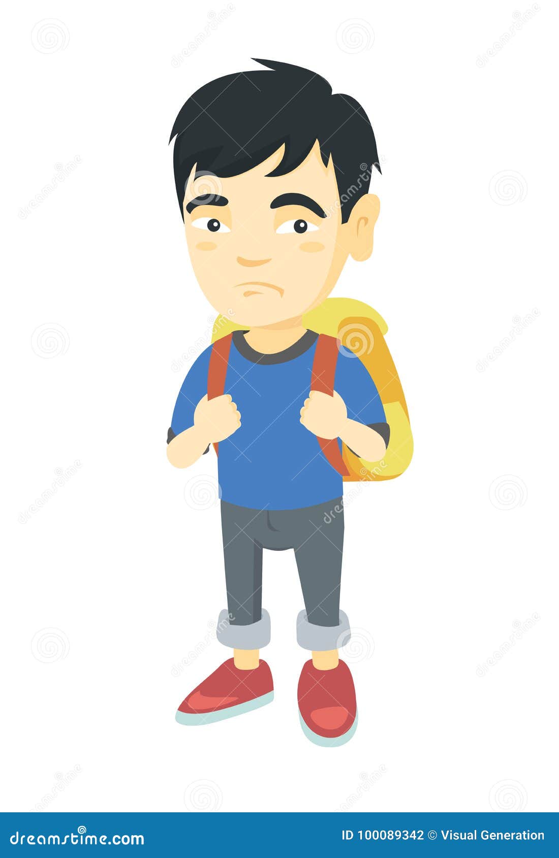 Little Asian Sad Schoolboy Carrying a Backpack Stock Vector ... Little Asian Sad Schoolboy Carrying a Backpack Stock Vector ...