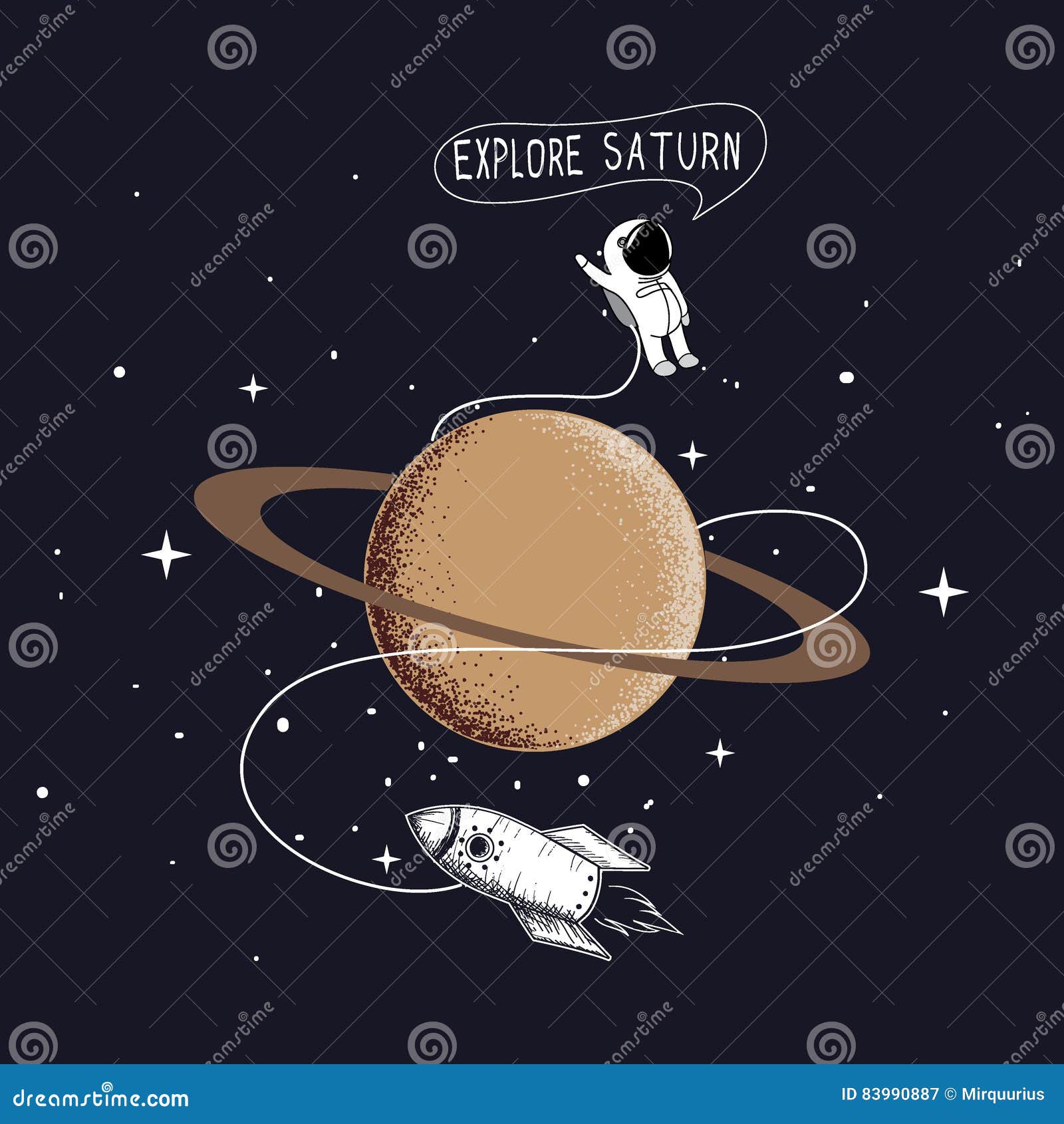 Little Astronaut Exploring Saturn Stock Vector - Illustration of funny ...