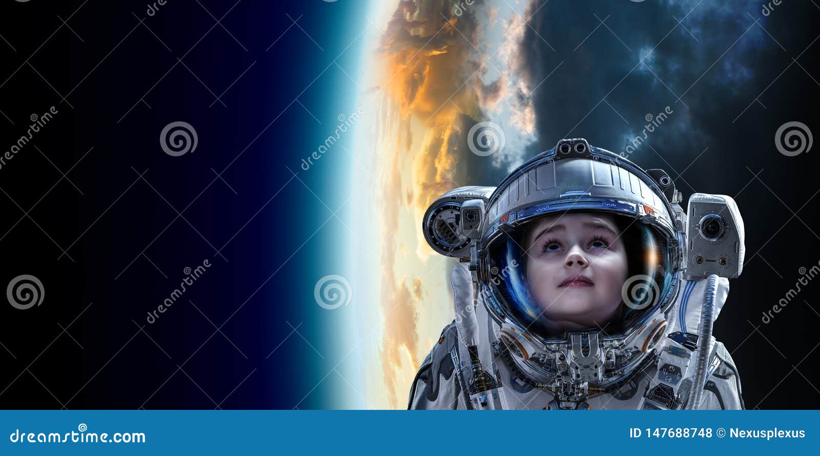 Little Astronaut Standing On Wooden Floor Royalty-Free Stock Image ...