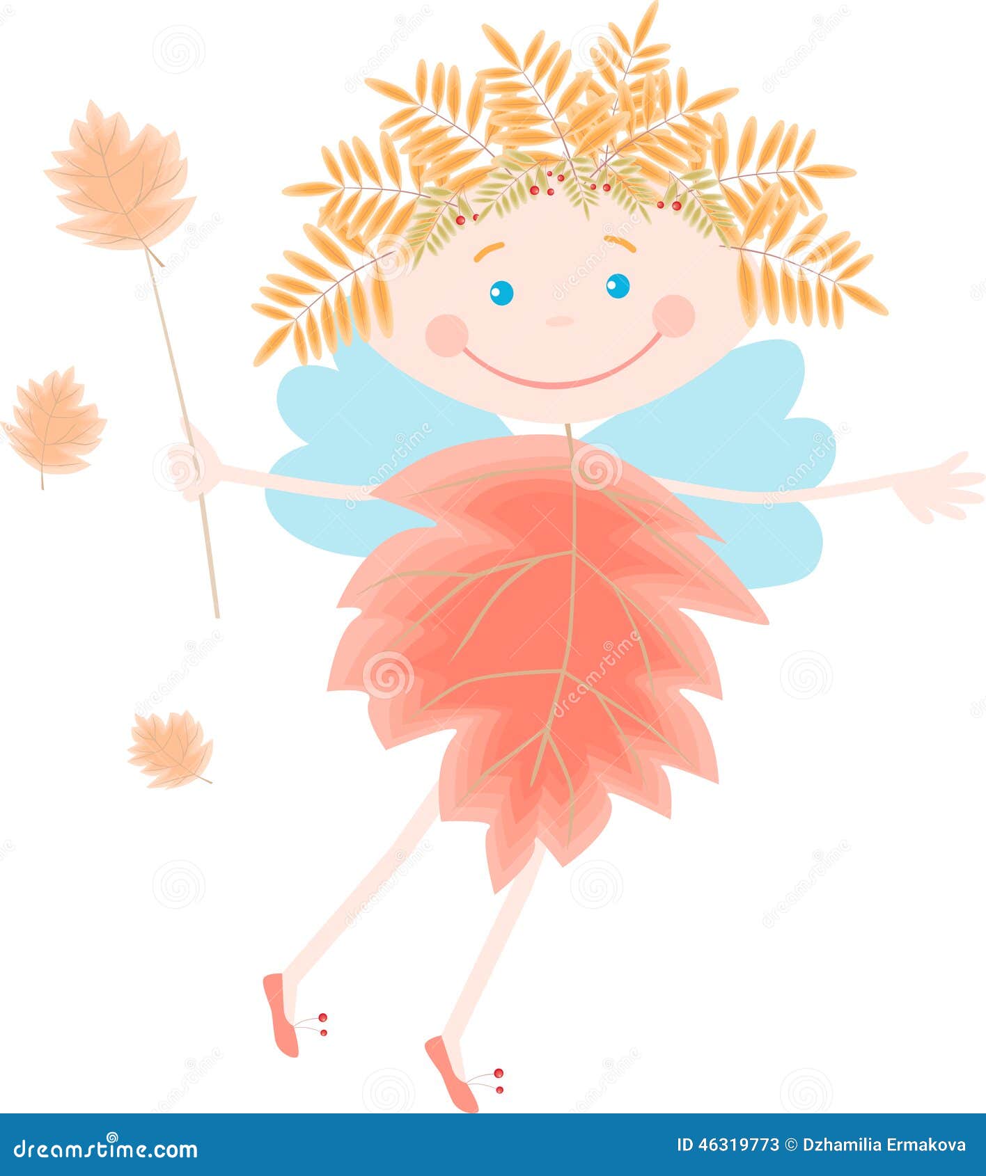 Little autumn elf stock illustration. Illustration of pasrel - 46319773